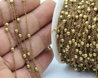 Iron Ball Satellite Curb Chain Raw Brass Ball Beaded - Etsy