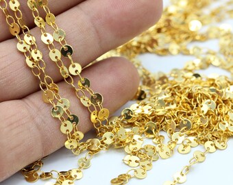 8mm 24k Shiny Gold Coin Chains, Disc Coin Chains, Beaded Chains ...