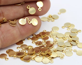 10 Pcs Gold Disc6mm 24k Shiny Gold Disc Stamped Disc Coins - Etsy