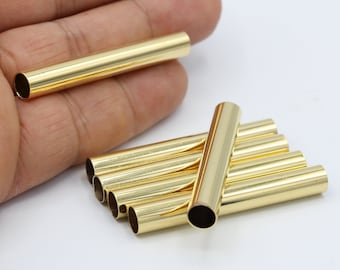 2x20mm 24k Shiny Gold Tube Beads, Square Tube Beads, Bracelet Tubes ...