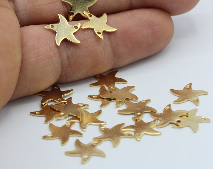 Gold Star Charm , 10 Pcs 24k Gold Plated Star Charm , İnitial Pendant ...