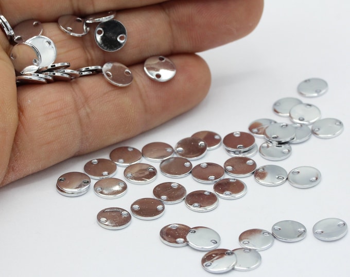 Silver Disc,12mm Silver Plated Disc, Stamped Disc, Coins, Two Holes ...