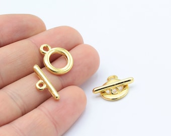 11x14mm 24 K Shiny Gold Plated Toggle Clasp T Bar Lock - Etsy