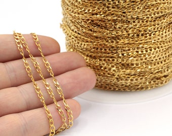 3 Feet Shiny Gold Plated Brass Extension Chains Waved Oval - Etsy
