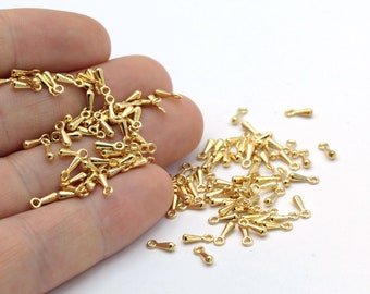 3x5mm 24k Shiny Gold Plated Mini Drop Charm, Tiny Drop Charm, Gold Drop ...