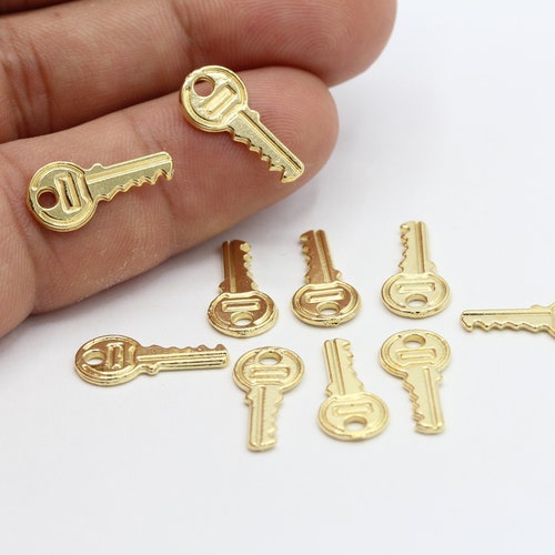8x18mm 24 K Shiny Gold Plated Key Charms Mini Key Pendants - Etsy