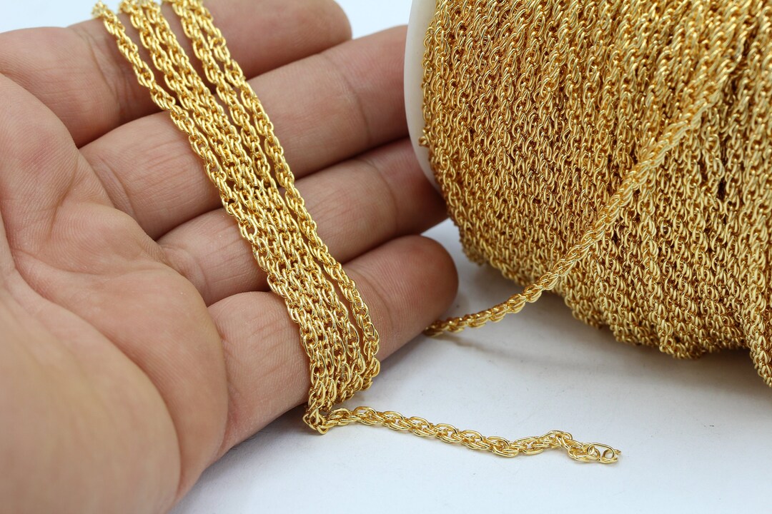 2mm 24 K Shiny Gold Plated Mesh Chains , Cable Chains , Rolo Chains ...