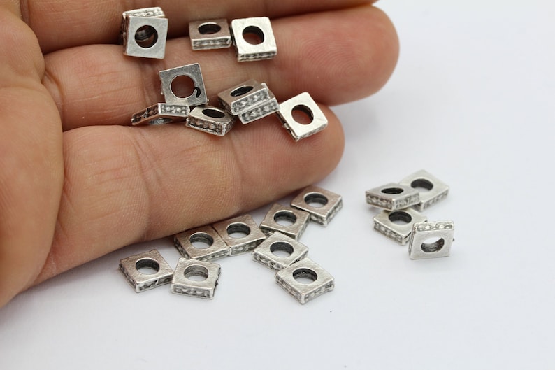 8mm Antique Silver Plated Square Spacer Beads Square Spacer - Etsy