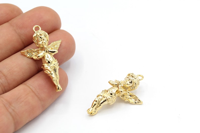 23x37mm 24 K Shiny Gold Plated Angel Pendant,gold Plated Angel Chrams ...