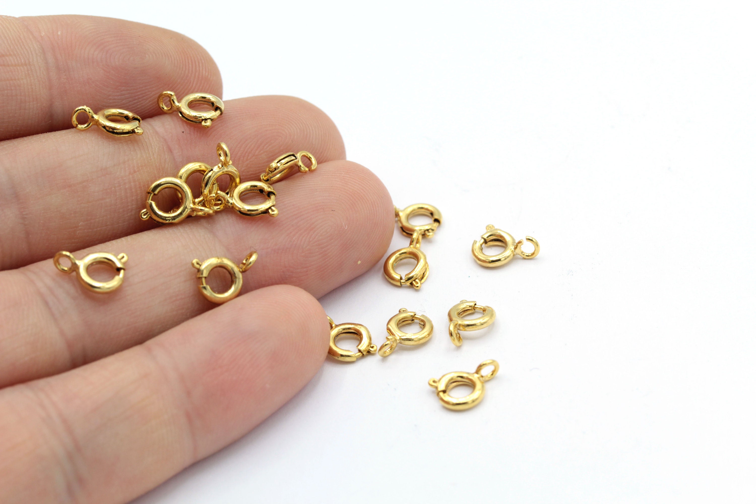 6mm 24 K Shiny Gold Plted Round Spring Clasp , High Quality Claw Clasp ...