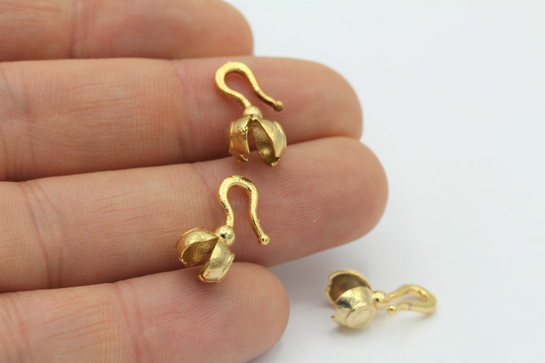 24 K Shiny Gold Plated Connector, Crimp , Ball Chain Connector, Pendant ...