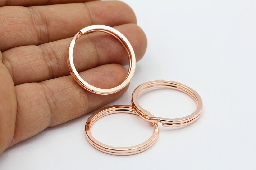 30mm Rose Gold Plated Key Chain Rings , Split Key Chain Rings - RSG484 ...