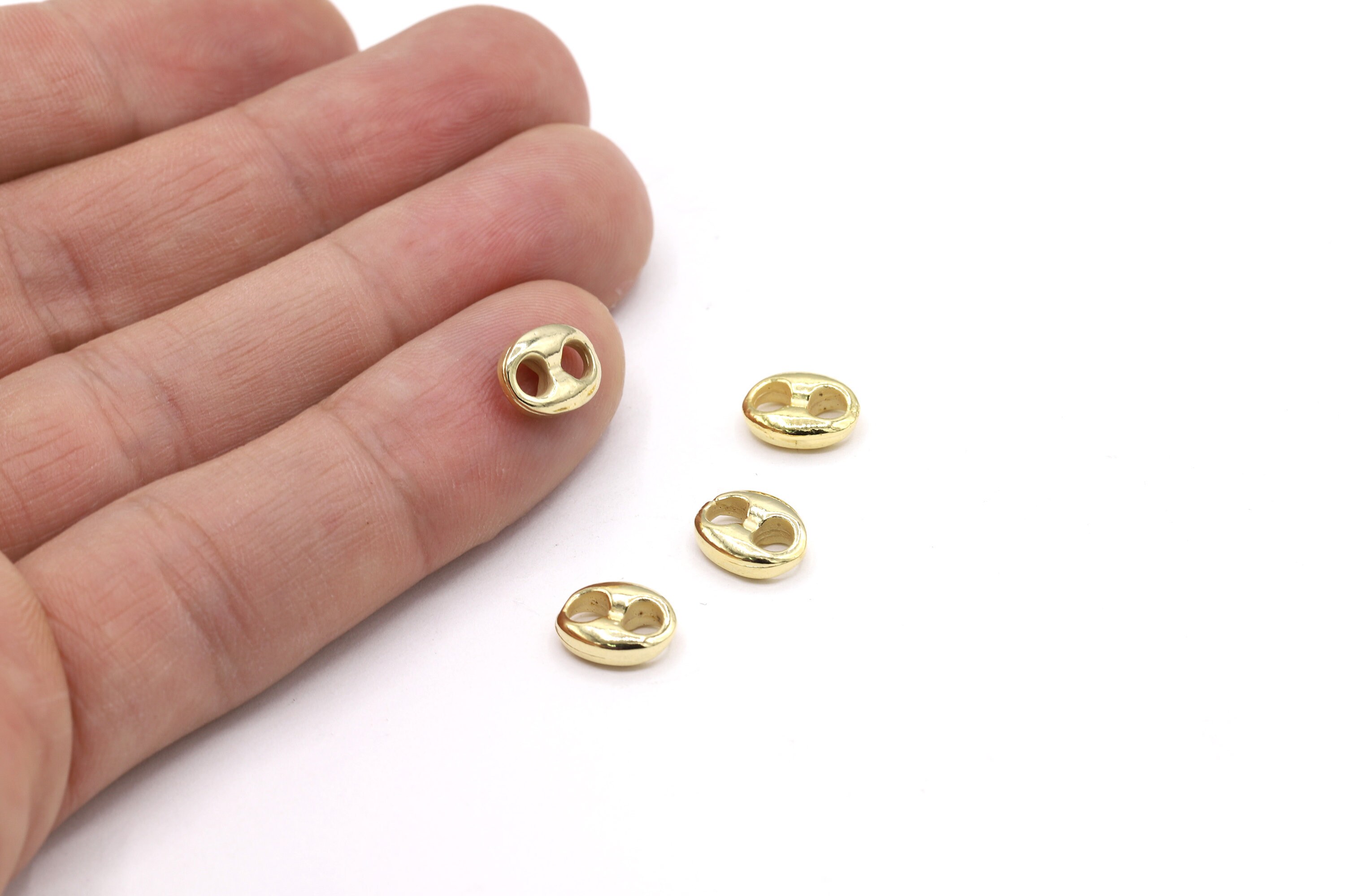 8x10mm 24 K Shiny Gold Plated Button Charms , Button Connectors, Gold ...