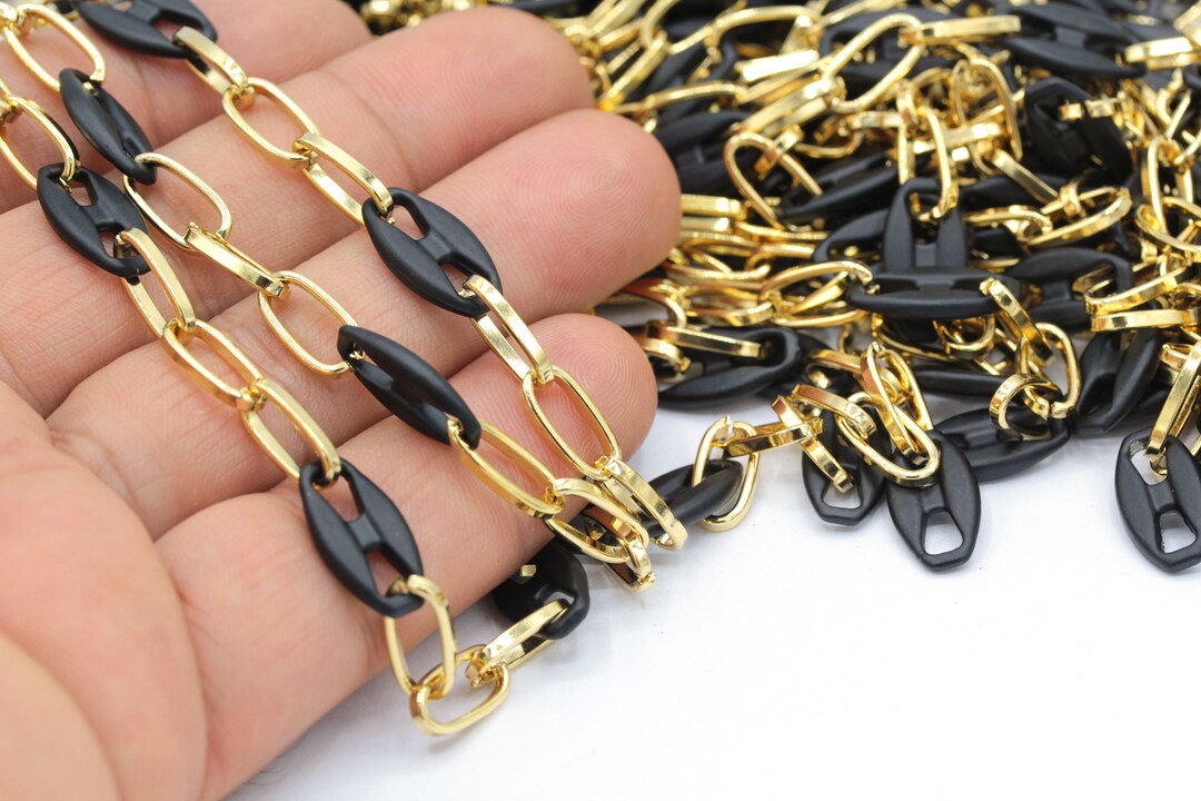 8,5x16mm 24 K Shiny Gold Plated Colored Chains ,enamel Chain - CHN404 ...