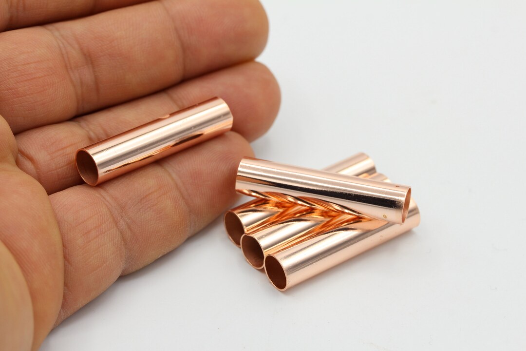 8x35mm Rose Gold Plated Round Tubes , Long Round Tube Beads , Spacer ...