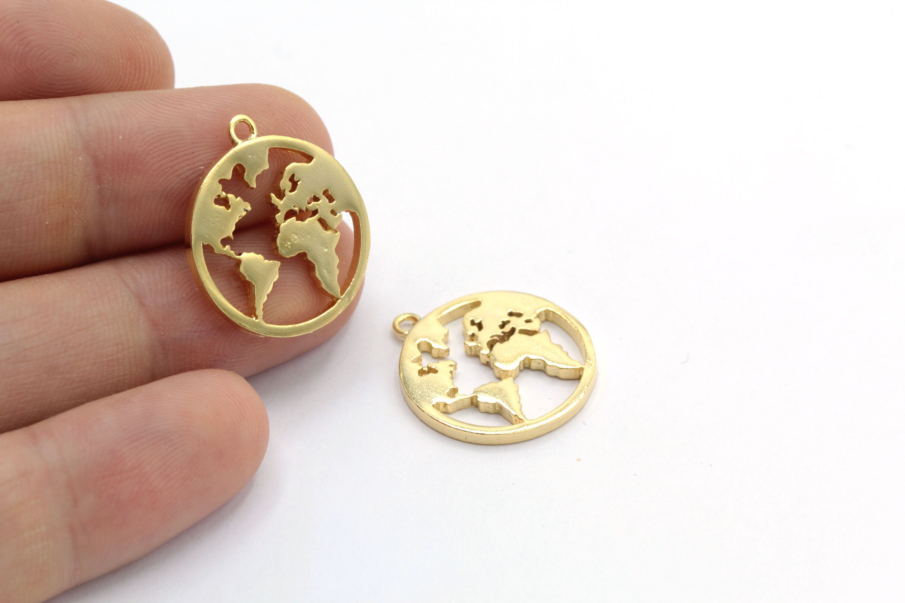20x23mm 24 K Shiny Gold Plated World Map Pendant Earth - Etsy