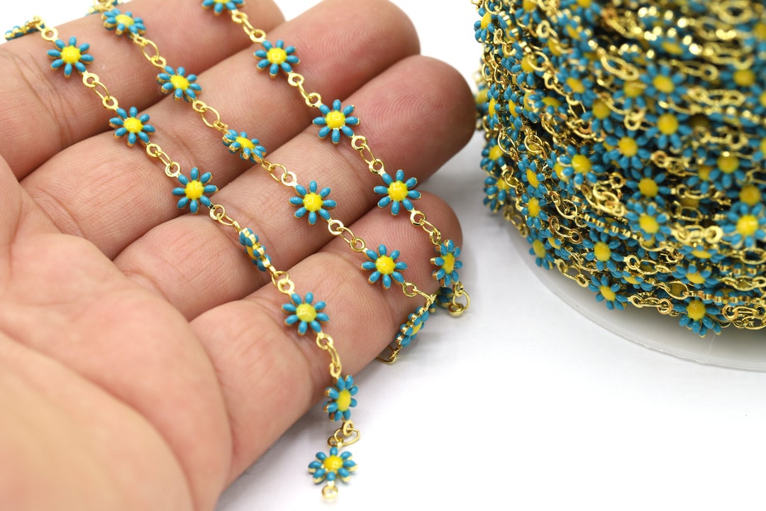 7.3mm 24 K Shiny Gold Plated Flower Chains, Foot Chains, Rosary Chain ...