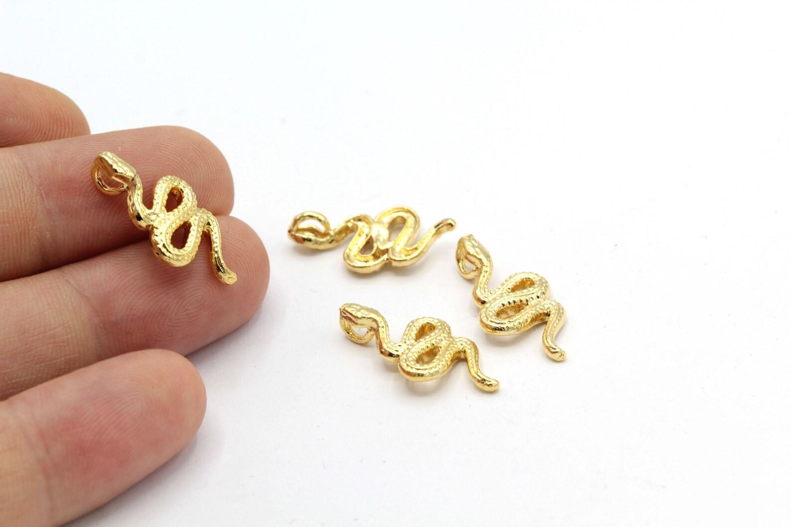 13x23mm 24 K Shiny Gold Plated Snake Charms, Gold Plated Snake Necklace ...