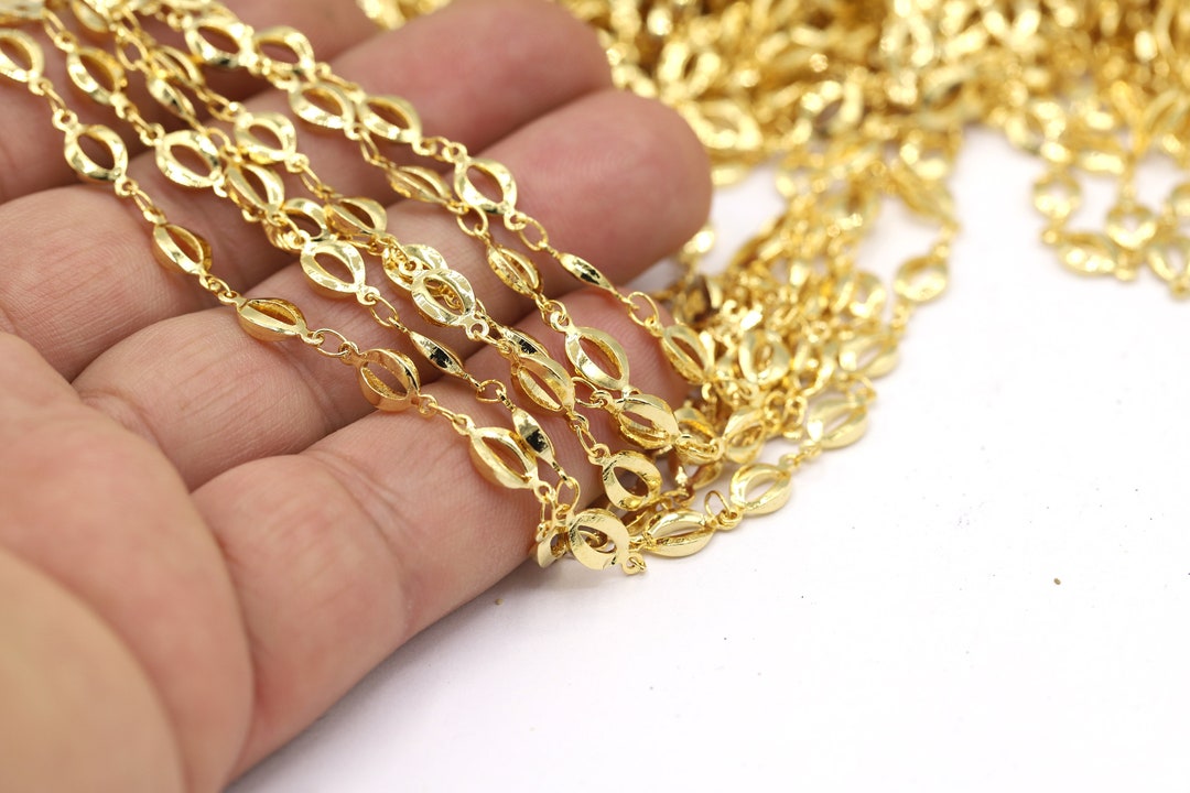 5x11mm 24 K Shiny Gold Plated Chain, Necklace Chains, Drop Chains, Gold ...