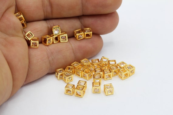 55mm 24 K Shiny Gold Plated Cube Beads Square Beads Square - Etsy