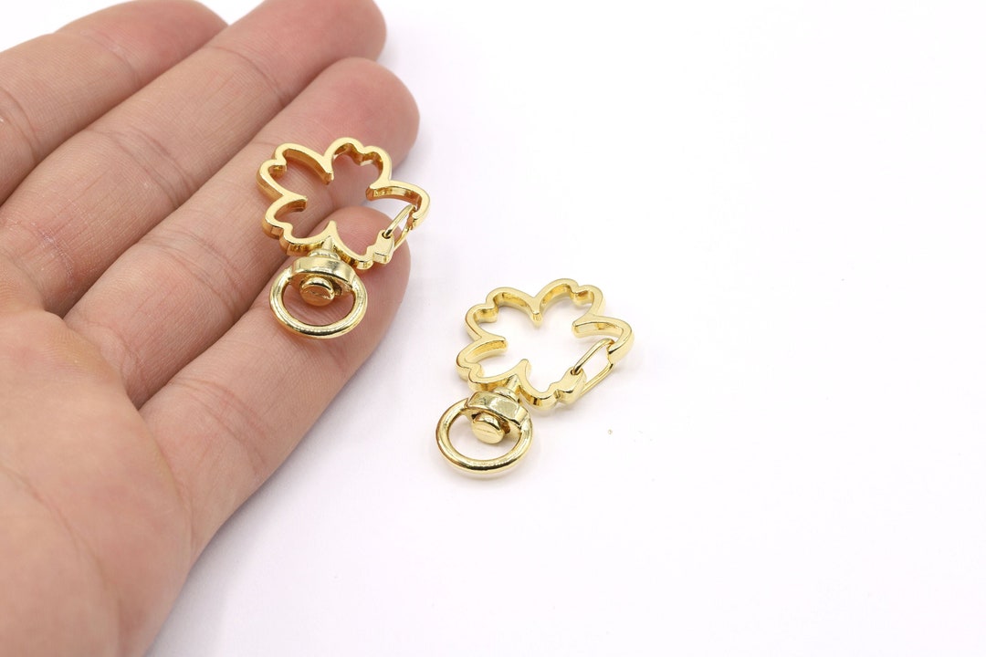 24x36mm 24 K Shiny Gold Plated Key Chain Rings, With Attached Chain ...