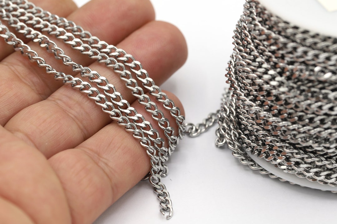 3,5x5mm Steel Rectangle Chain, Bulk Chains, Handmade Steel Chains ...