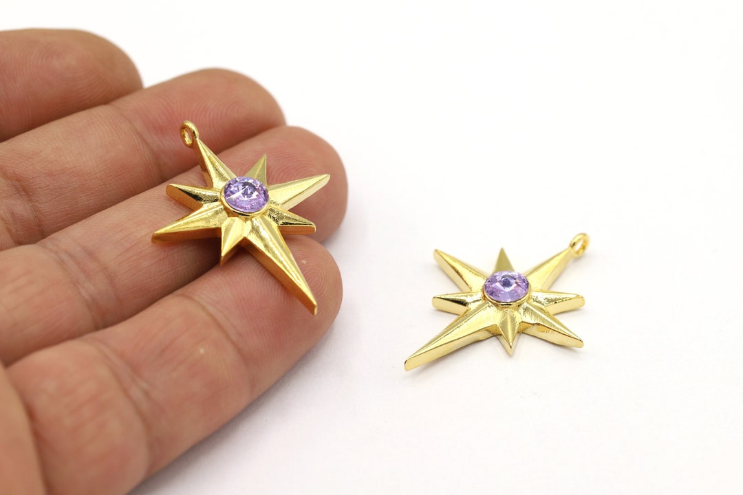 26,5x27mm 24 K Shiny Gold Plated Star Charms, Star Charms, Star ...