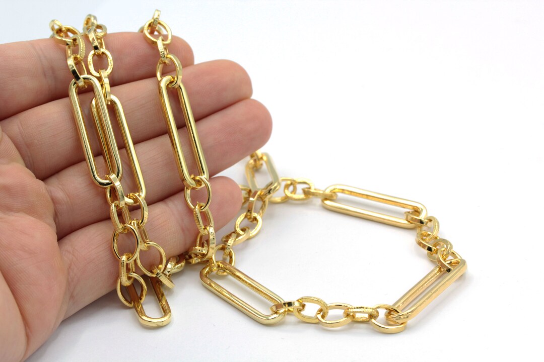 9x33mm 24 K Shiny Gold Plated Rectangle Chain , Bulk Chains - CHN352 - Etsy