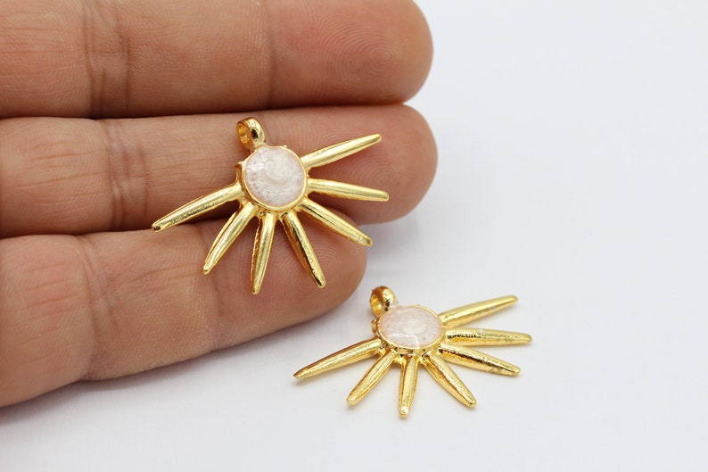 25x37mm 24 K Shiny Gold Plated Sun Charms Enamel Sun Charms | Etsy