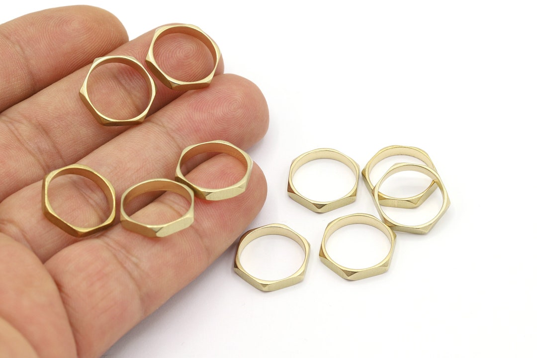 15mm Raw Brass Hexagon Closed Ring, Raw Brass Ring, Hexagon Necklace ...