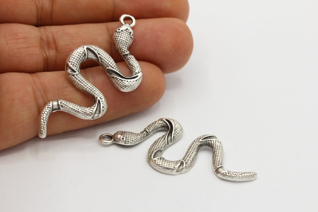 24x50mm Antique Silver Plated Snake Charms , Snake Pendants - TS303 - Etsy