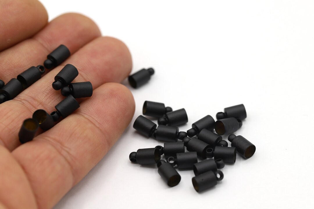 5mm Black Plated Bead Caps, Cord End, Cord Tip, Solid End Cap, Tassel Cap, Black Plated Findings ...