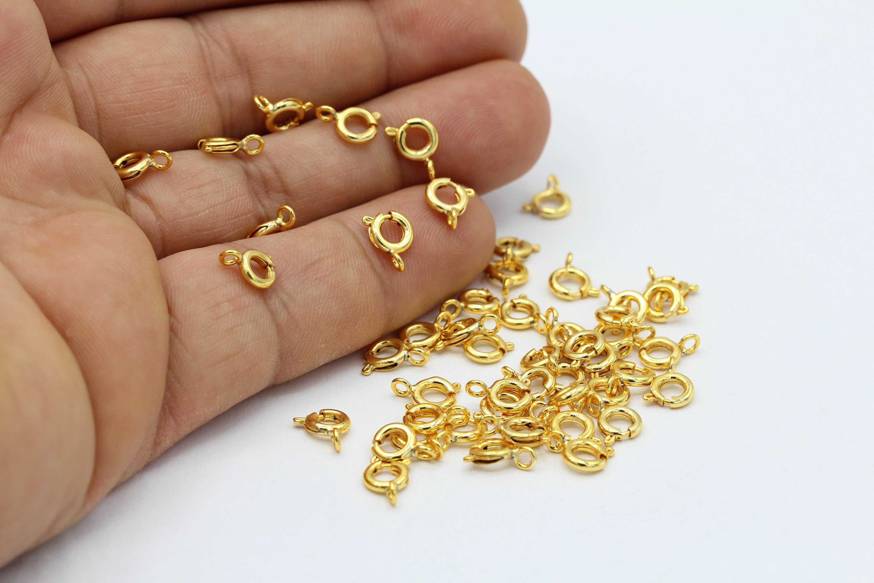 6mm 24 K Shiny Gold Plted Round Spring Clasp , High Quality Claw Clasp ...