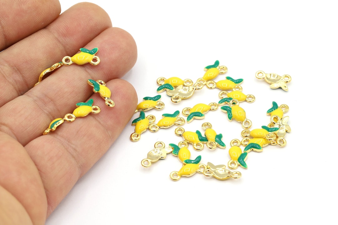 7x14mm 24 K Shiny Gold Plated Lemon Bracelet , Gold Plated Lemon Charms ...
