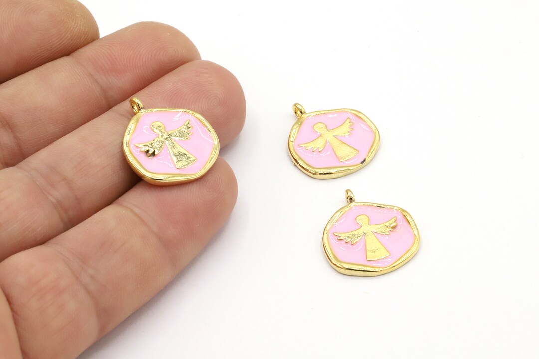 18,5x21mm 24 K Shiny Gold Plated Angel Charms, Angel Pendant, Angel ...