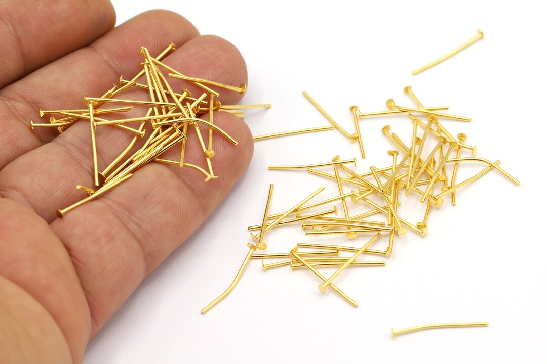 20mm 24 K Shiny Gold Plated Head Pin, Pin Head, Pin Charms, Bead Needle ...