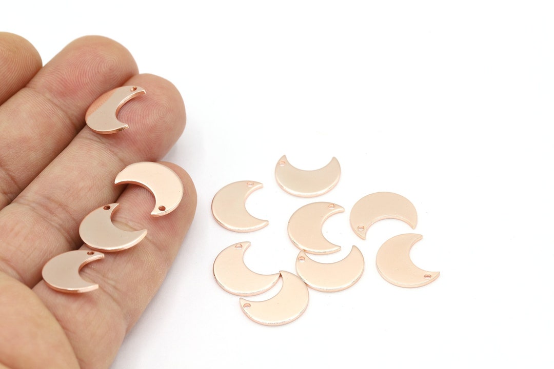 4 Stück 12 x 15 mm Rose vergoldete Mond Charms, Mond Anhänger, 1 Loch ...