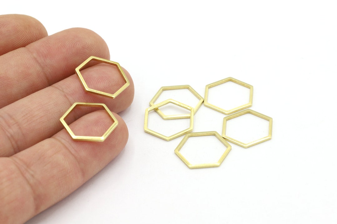16mm Raw Brass Hexagon Closed Ring, Raw Brass Hexagon Ring, Hexagon ...