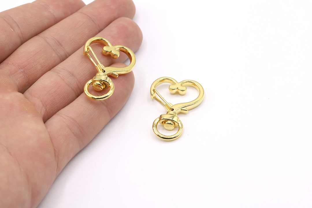 24x34mm 24 K Shiny Gold Plated Key Chain Rings, With Attached Chain ...