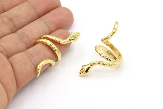 17mm Inner 24 K Shiny Gold Plated Snake Ring Snake Chrams - Etsy