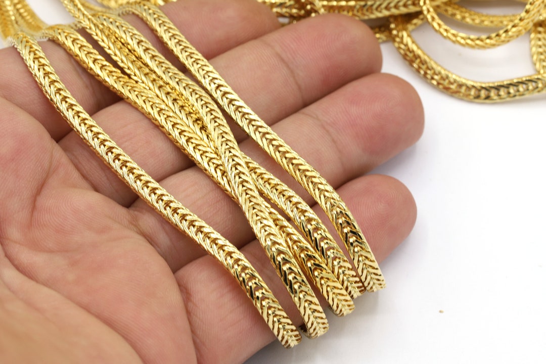 4mm 24 K Shiny Gold Plated Snake Chains , Foxtail Chains, Snake Chain ...
