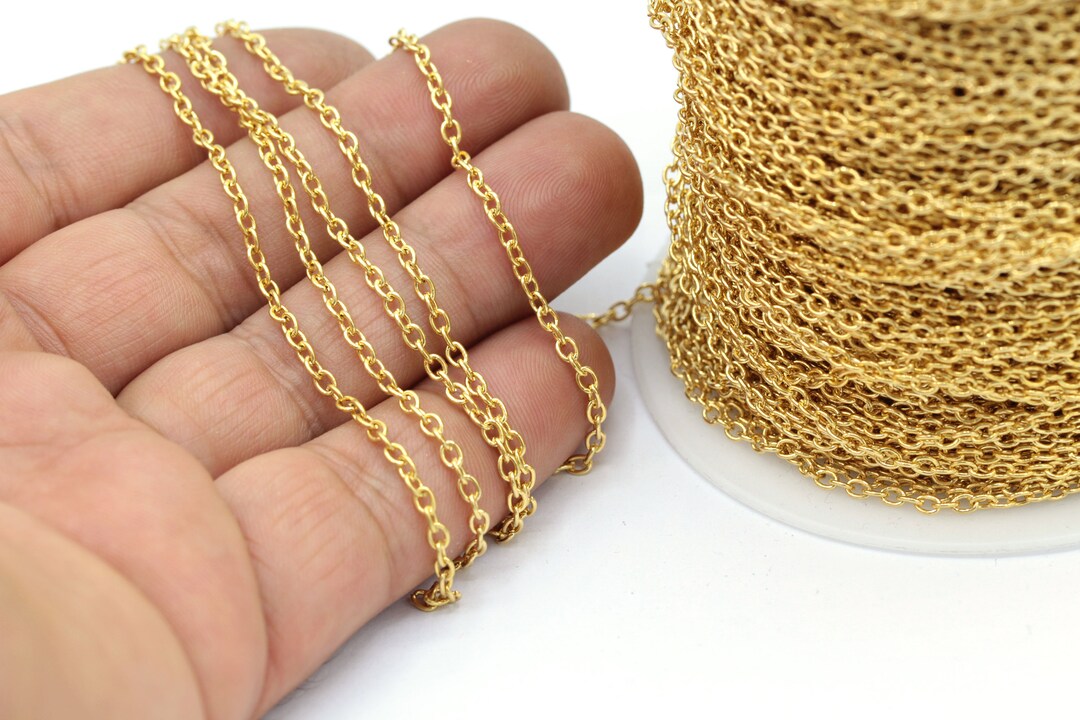 2x3mm 24 K Shiny Gold Plated Chains , Round Chains ,thin Necklace Chain ...