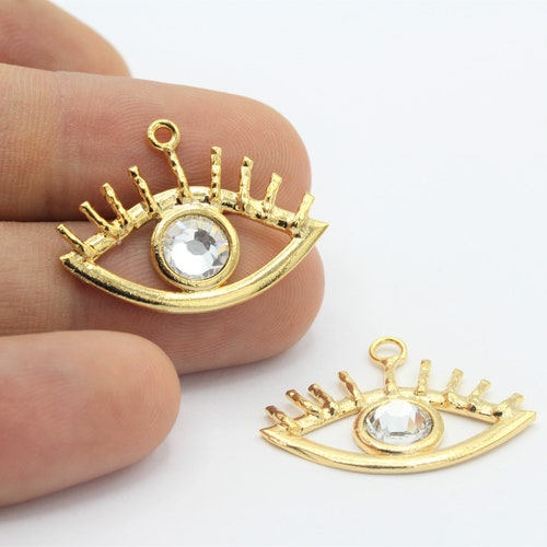 10x18mm 24 K Shiny Gold Plated Eye Pendants Eye Medallion - Etsy
