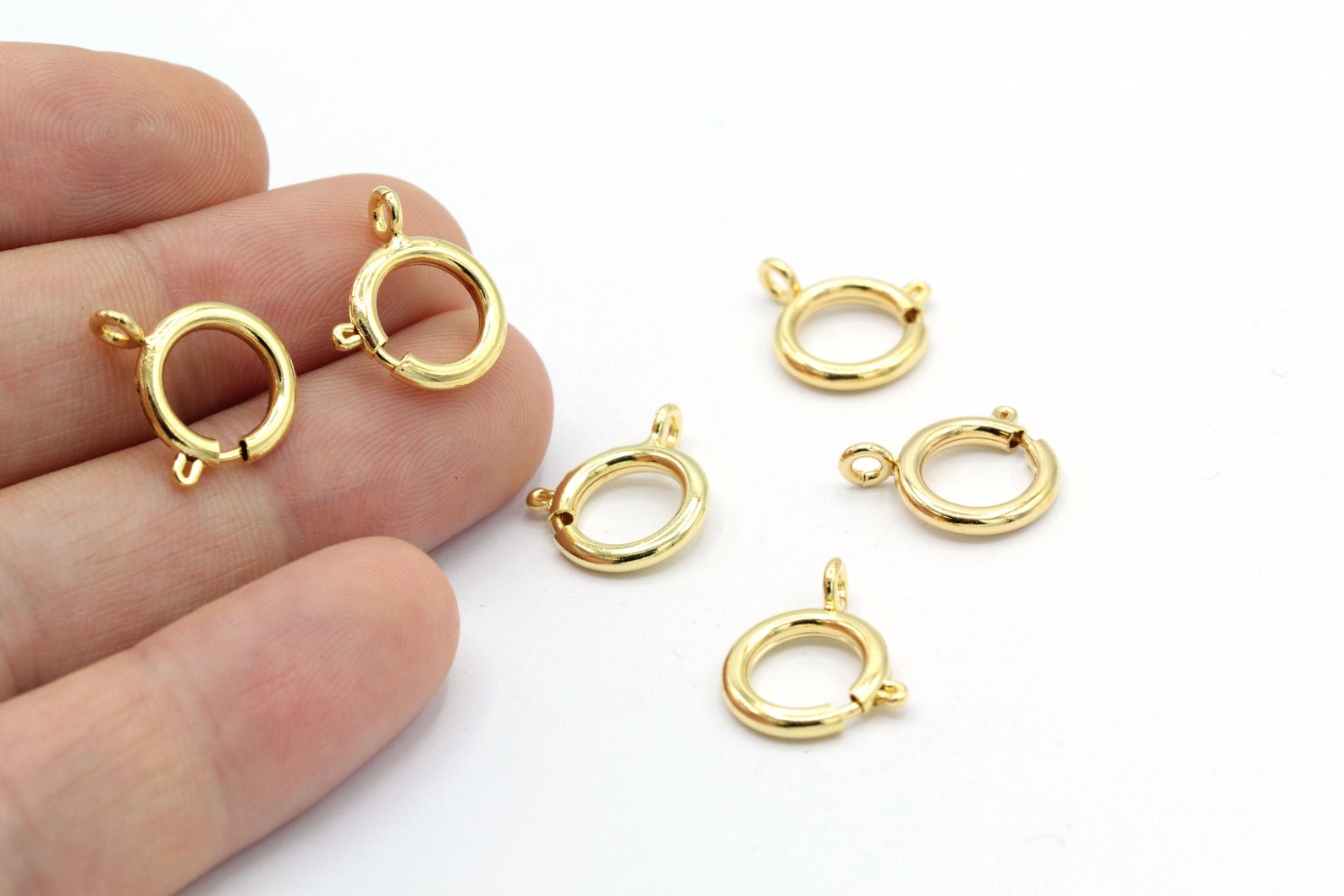 12mm 24 K Shiny Gold Plated Round Spring Clasp , High Quality Claw ...