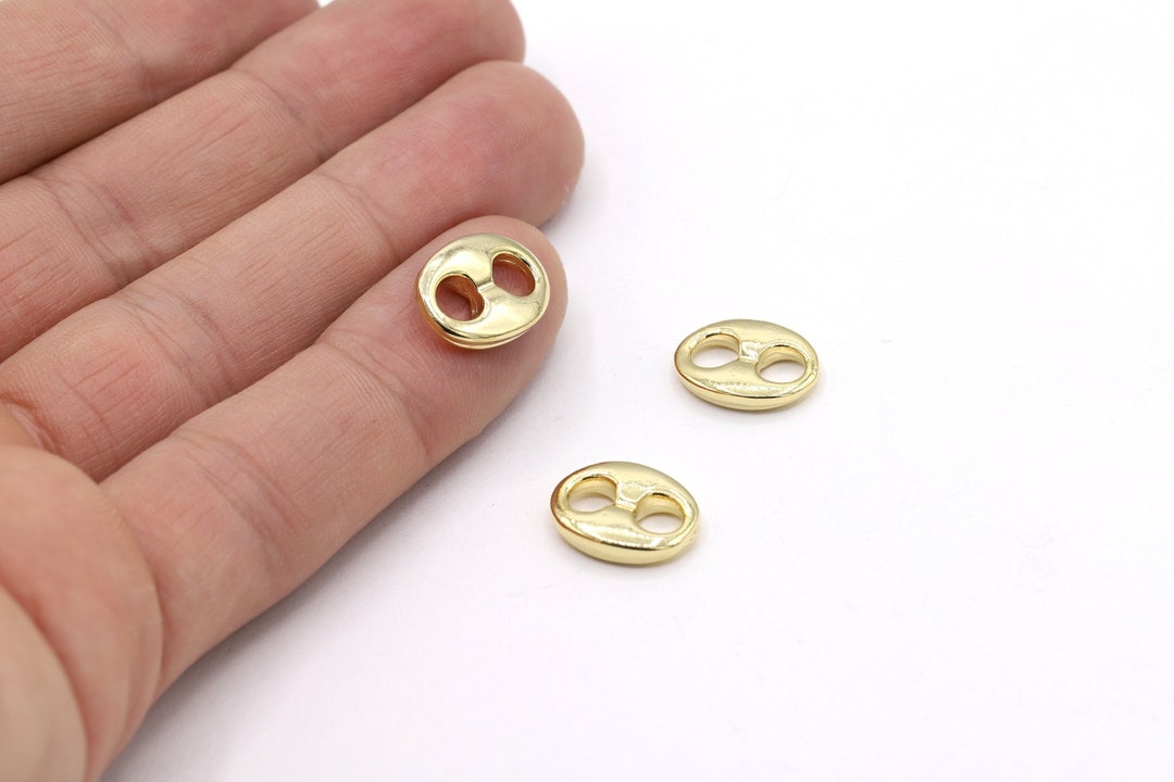 11x14mm 24 K Shiny Gold Plated Button Charms , Button Connectors, Gold ...