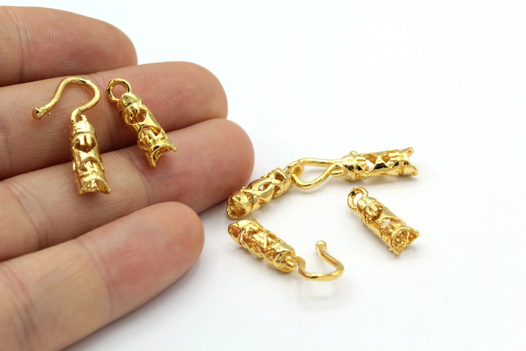 24 K Shiny Gold Plated Connector Set , Crimp , Chain Connector, Pendant ...