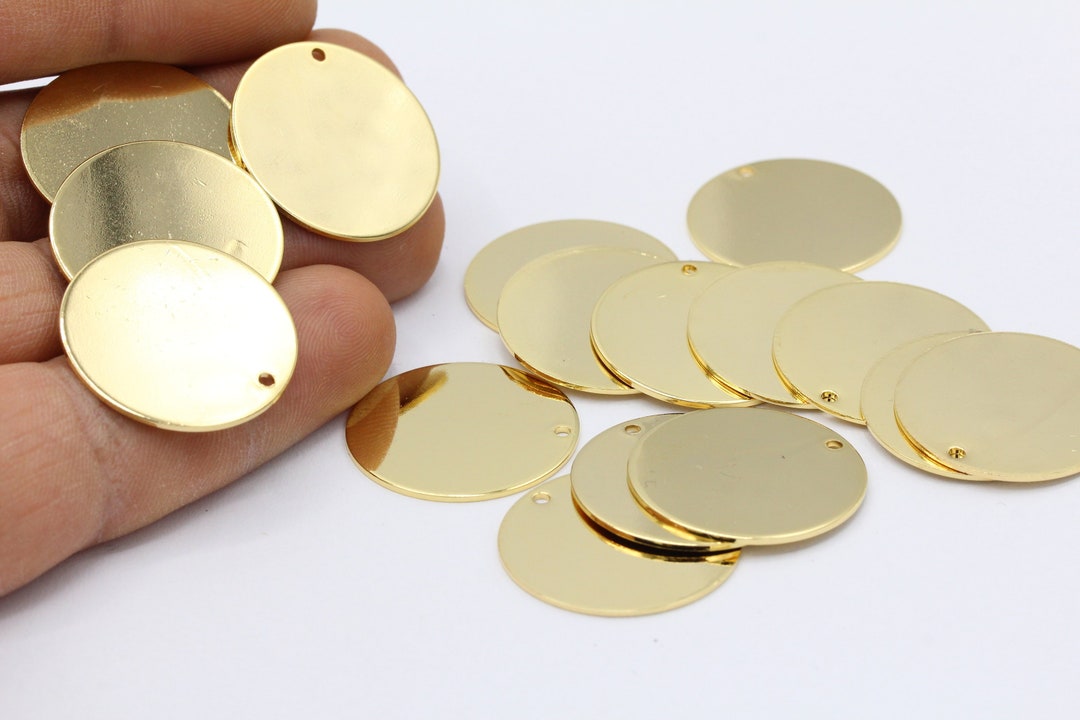 25mm 24 K Shiny Gold Plated Round Disc , Stamping Blank , Coins ...