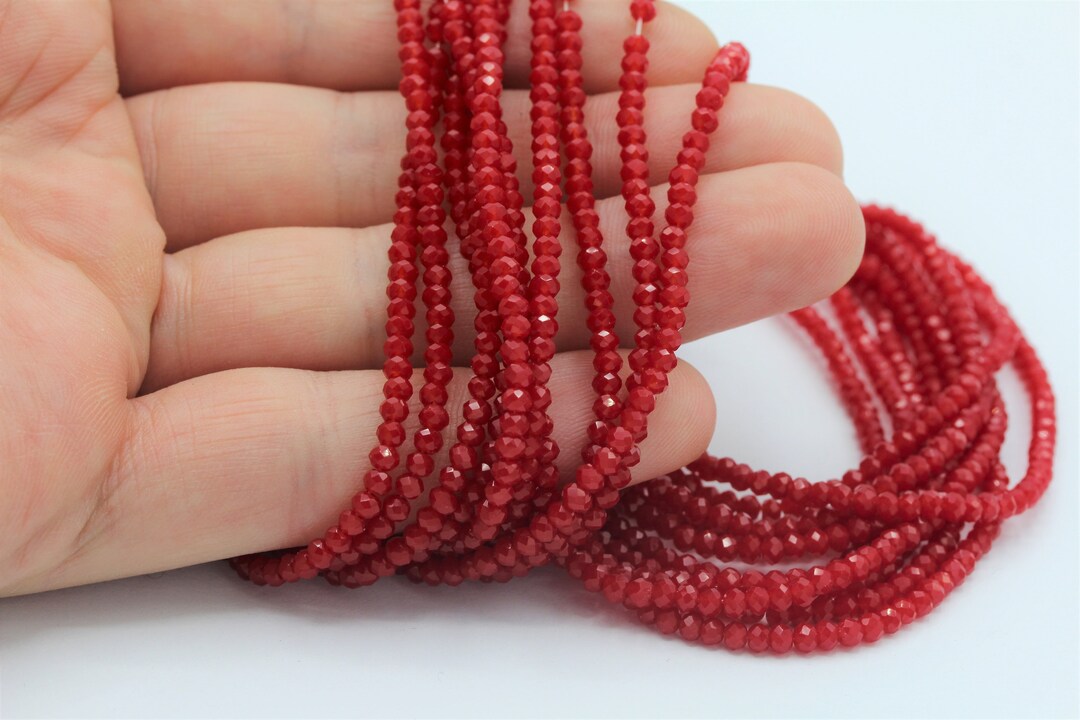 2mm Crystal Beads , 1 Strand (190 Pcs) , Rondelle Crystal Bead, Faceted ...