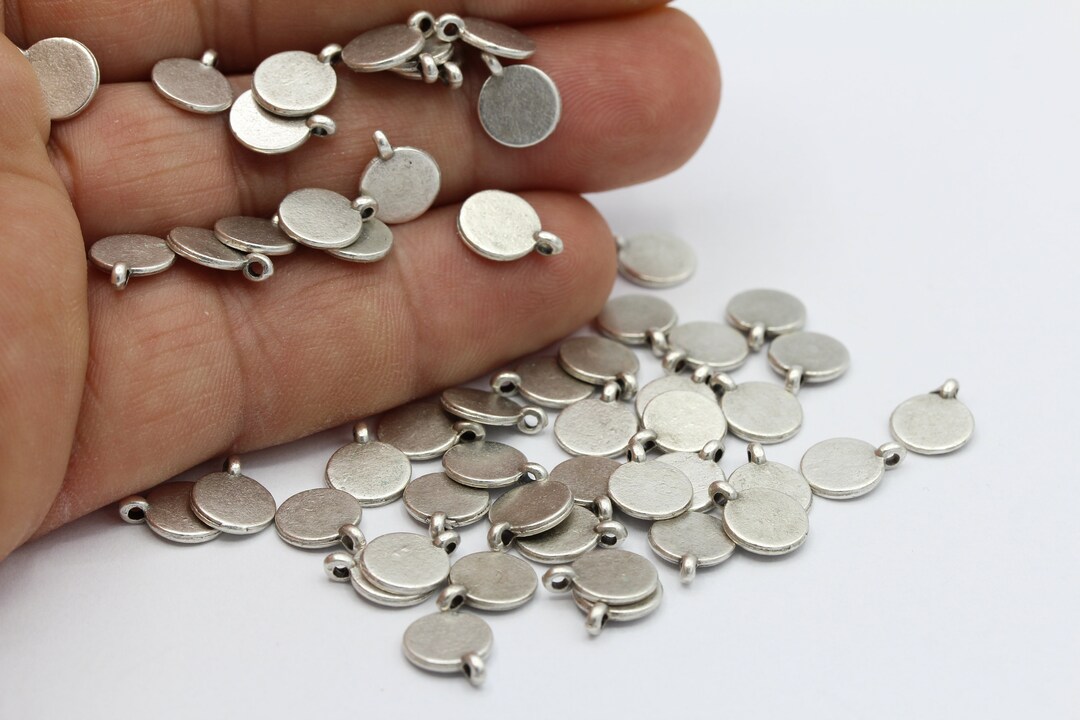 8x10mm Antique Silver Plated Round Disc , Stamped Coins , Coins - TS376 ...