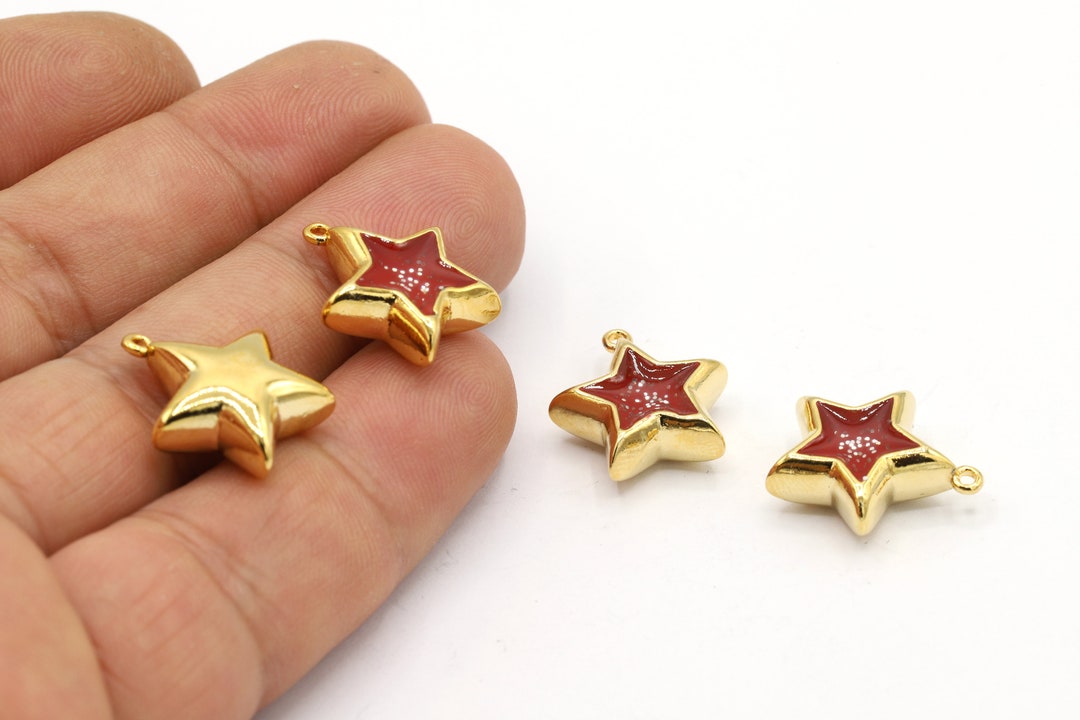 17x19mm 24 K Shiny Gold Plated Star Charms, Star Charms, Star Pendants ...